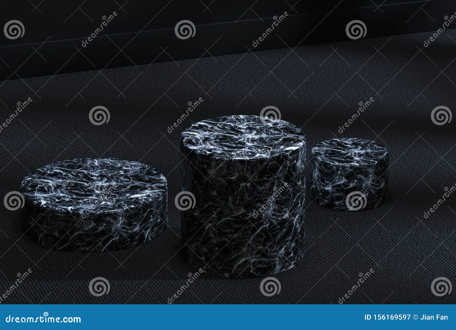 The Marble Cylinder Platform in the Dark Room, 3d Rendering Stock ...