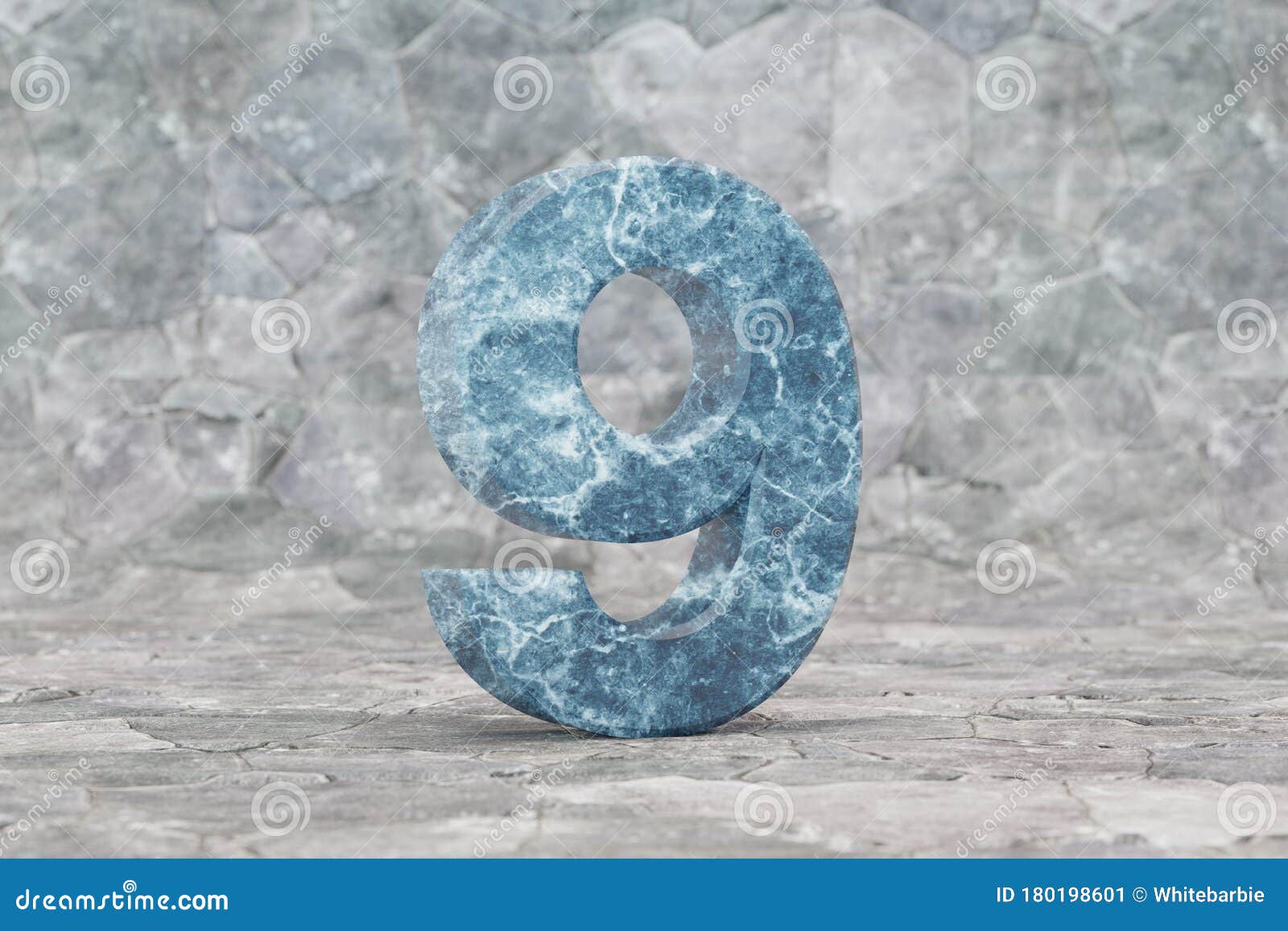 Marble 3d Number 9. Blue Marble Number on Stone Background Stock ...