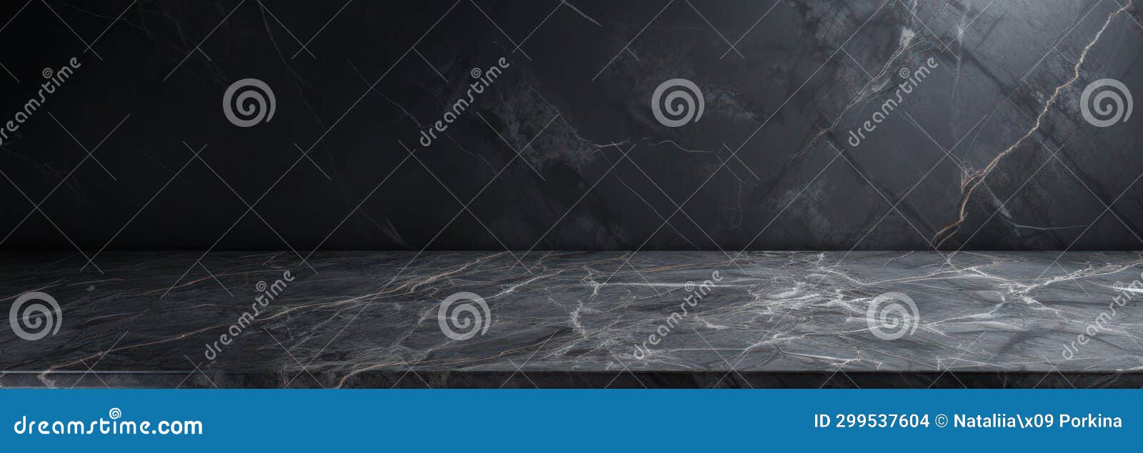 Marble Dark Table and Black Stone Wall. Surface for Product ...