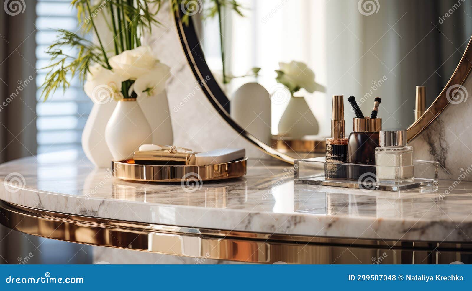 Marble Dressing Table in Modern Bedroom. Interior Design Stock Photo ...