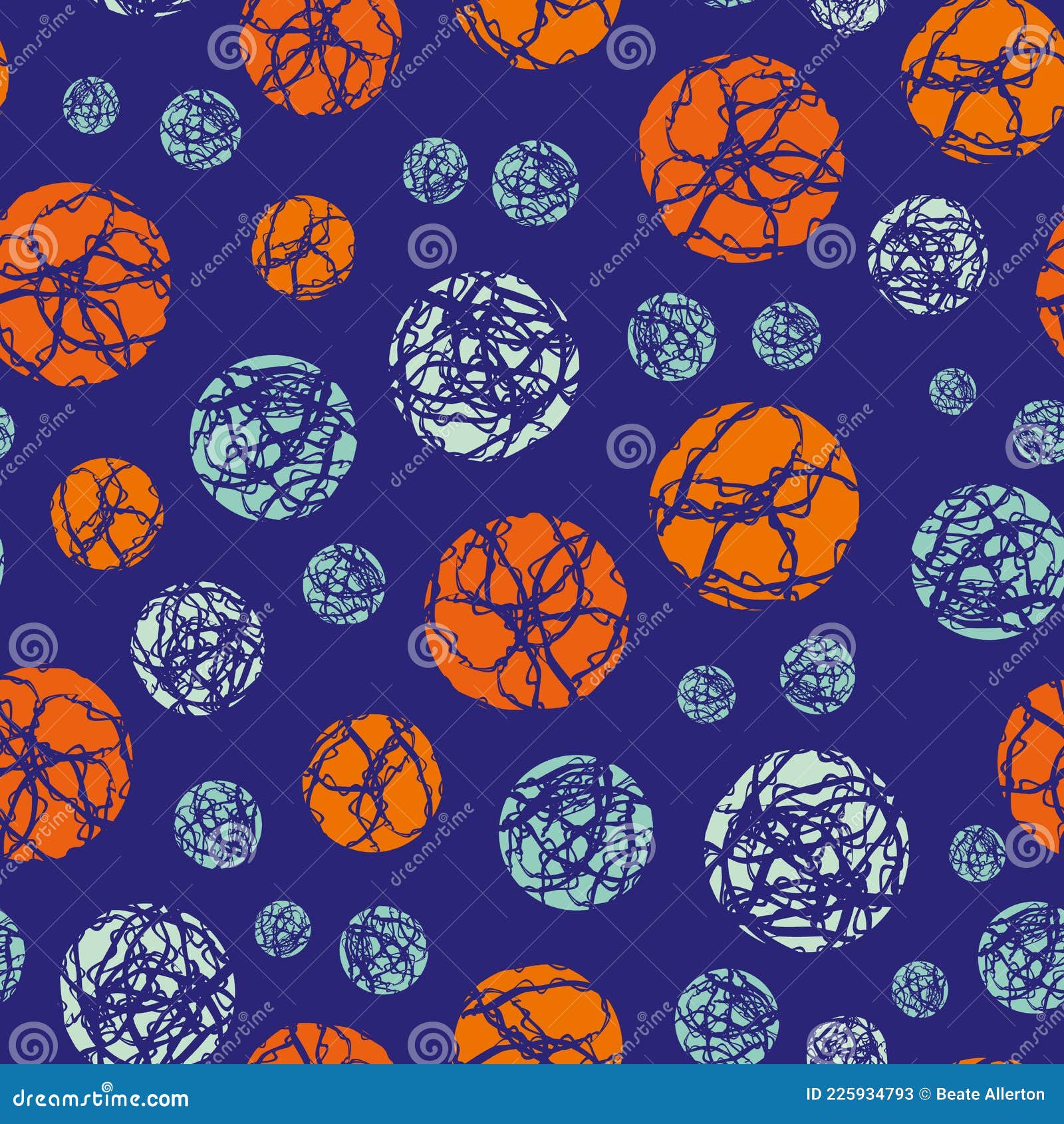 Marble Effect Circles Vector Seamless Pattern Background. Scattered ...