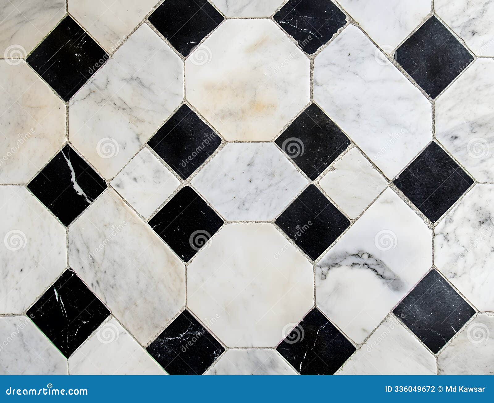Octagonal Marble Floor Tiles with Black Diamond Pattern Stock ...