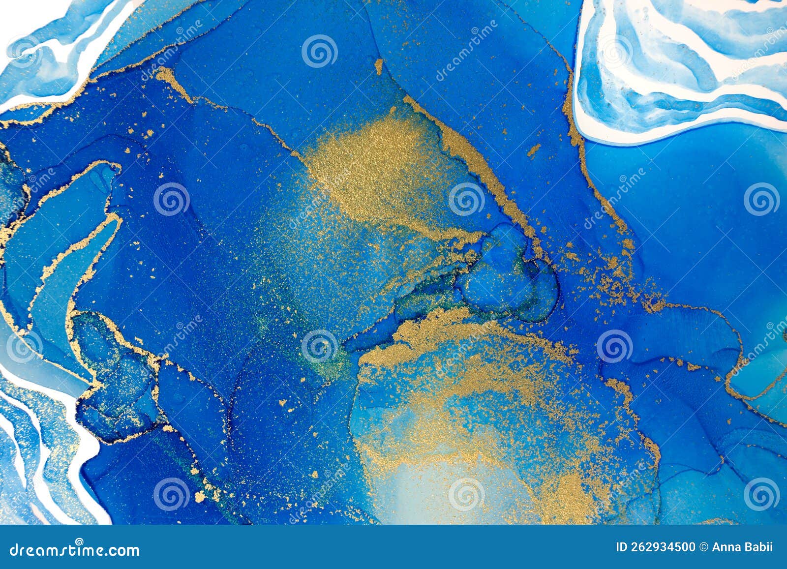Marble Gradient Light Blue and Gold Veins Artwork Background. Stock ...