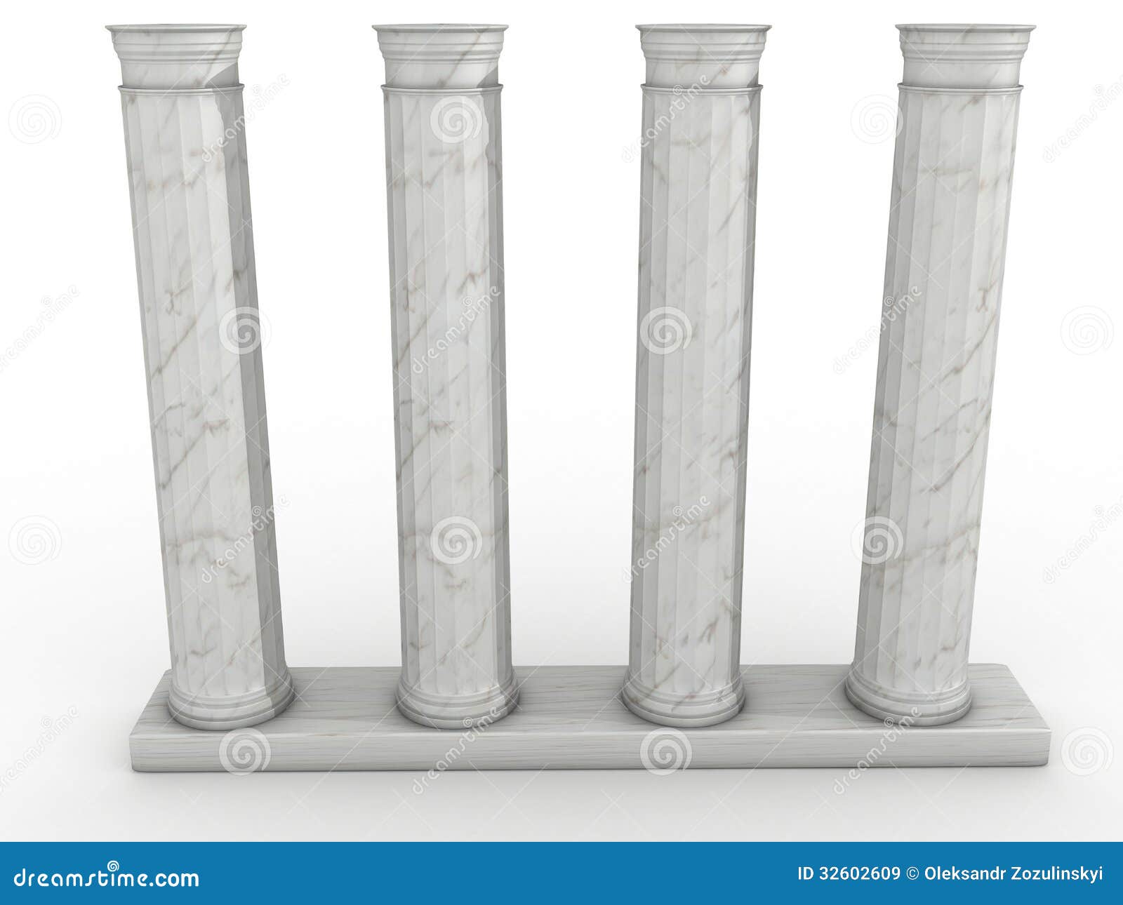 Marble Greek Columns With Green Ivy Creeper Isolated On White ...