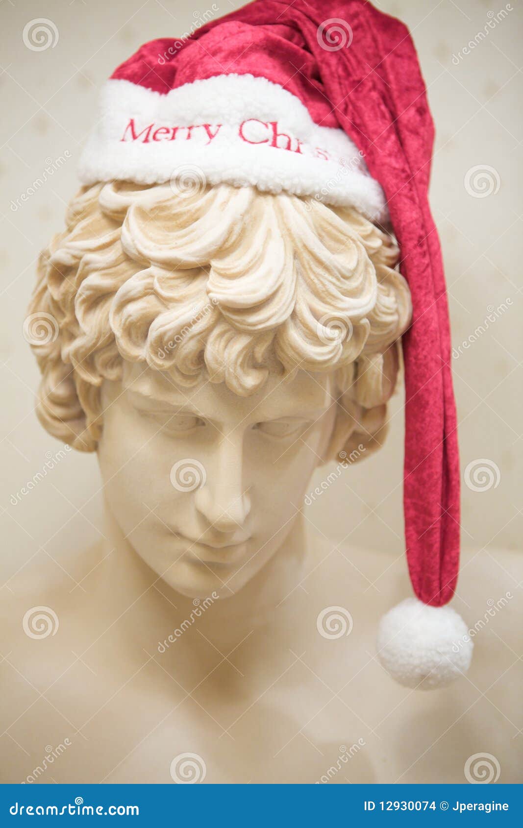 A Marble Greek Statue with Santa Hat Stock Photo - Image of costume ...