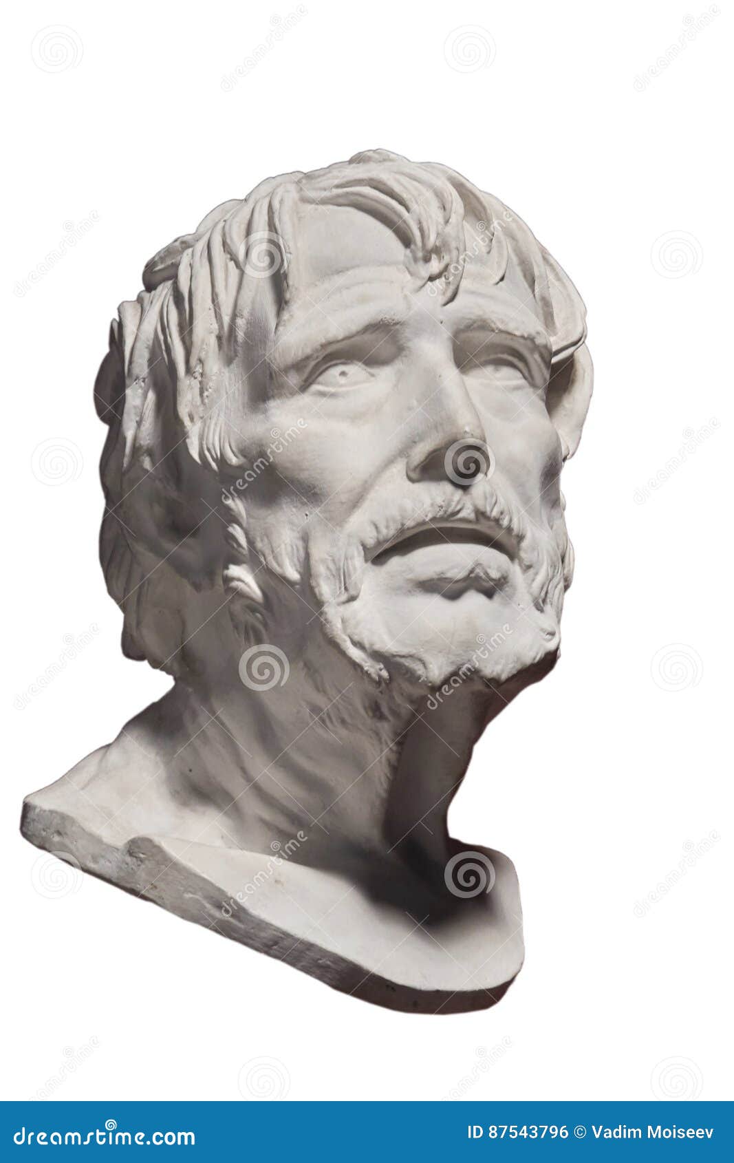 Marble Gypsum Statue of a Head. Old Sad Man. White Background. Stock ...