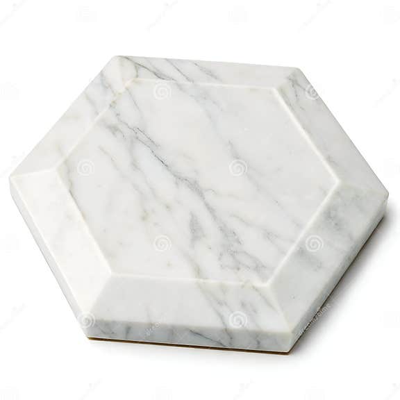 Marble Hexagon Shape Object Isolated on White Background - Abstract ...