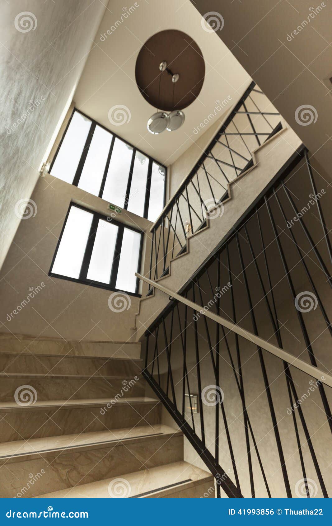 Marble Hotel Stairs with Handrail Stock Photo - Image of architecture ...