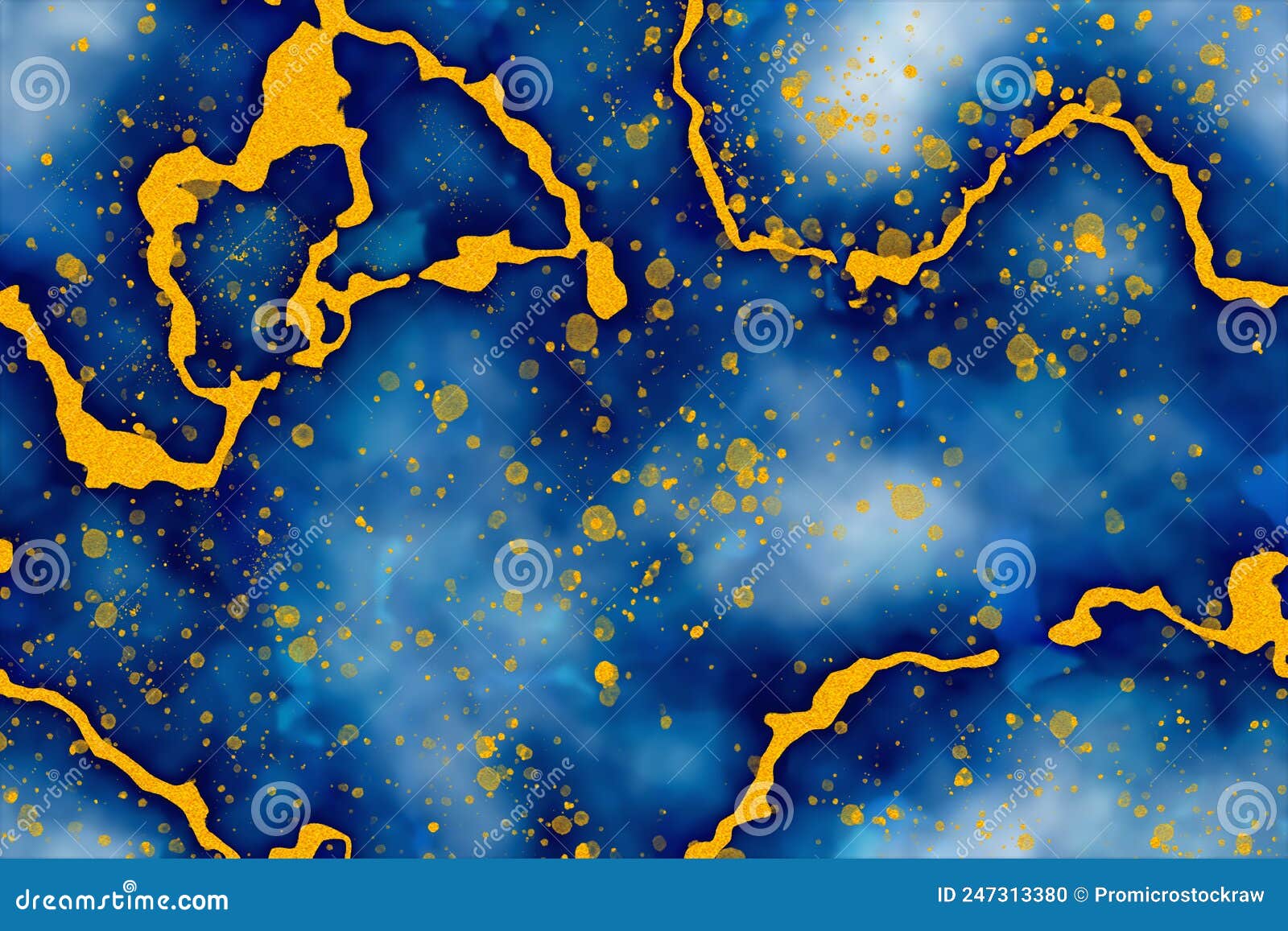 Marble Ink Gold Texture Inkscape Pattern with Blue Base Stock ...