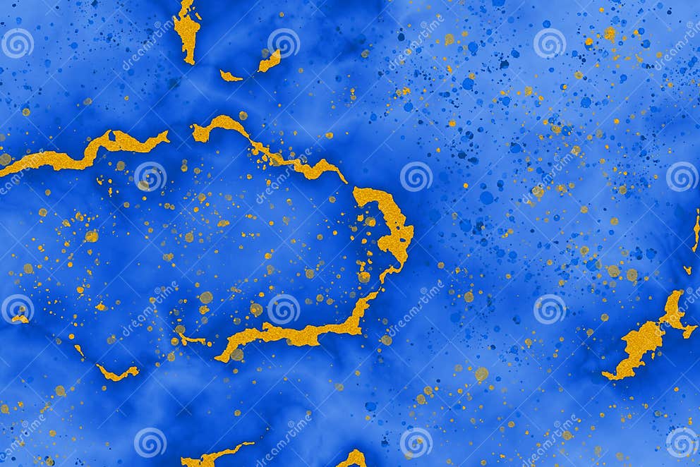 Marble Ink Gold Texture Inkscape Pattern with Blue Base Stock ...