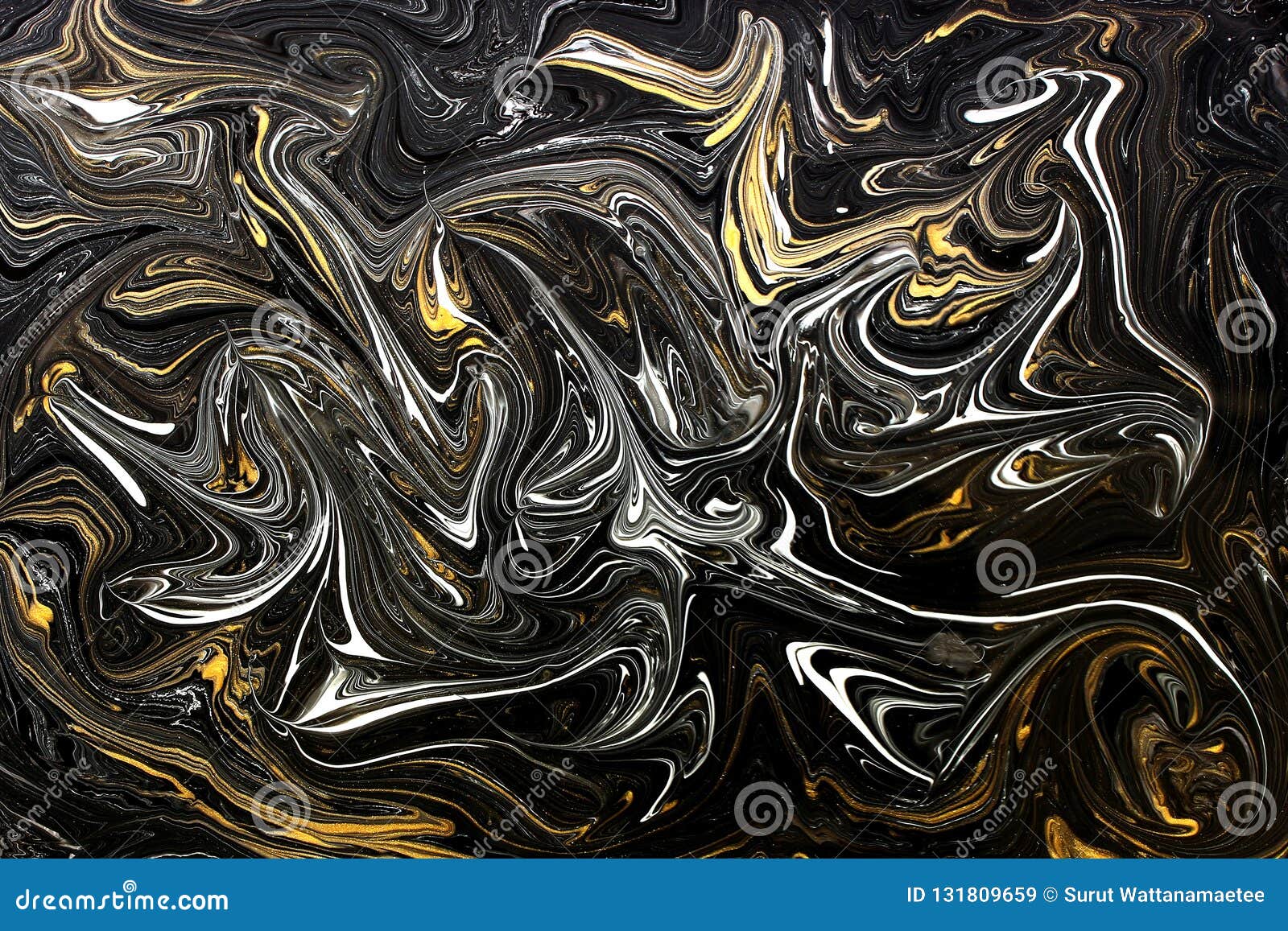 Marble Ink Pattern Texture Abstract Background.black Gold and White ...