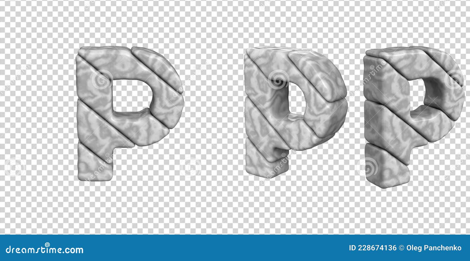 Marble Letters in Different Angles on a Transparent Background. 3d ...