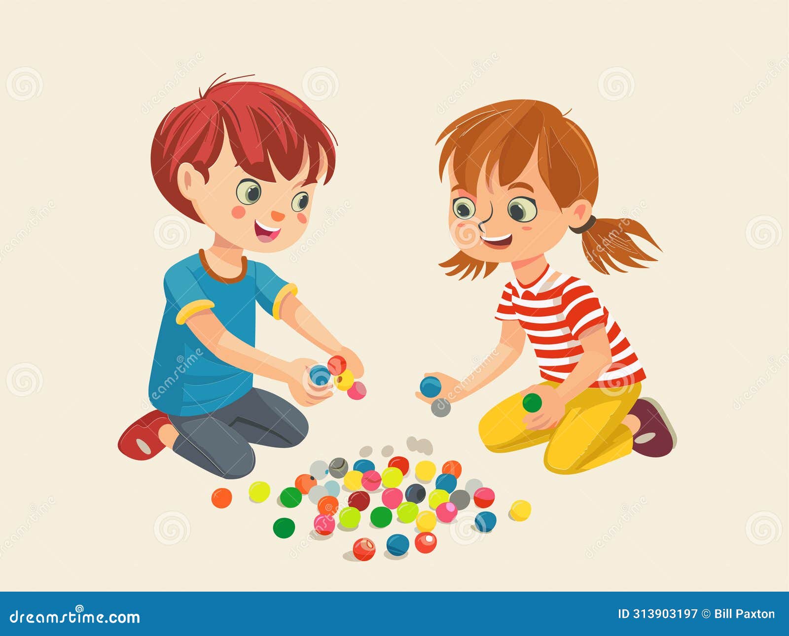 Marble Madness - Illustration Of Children Playing With Marbles ... Marble Madness - Illustration Of Children Playing With Marbles ...