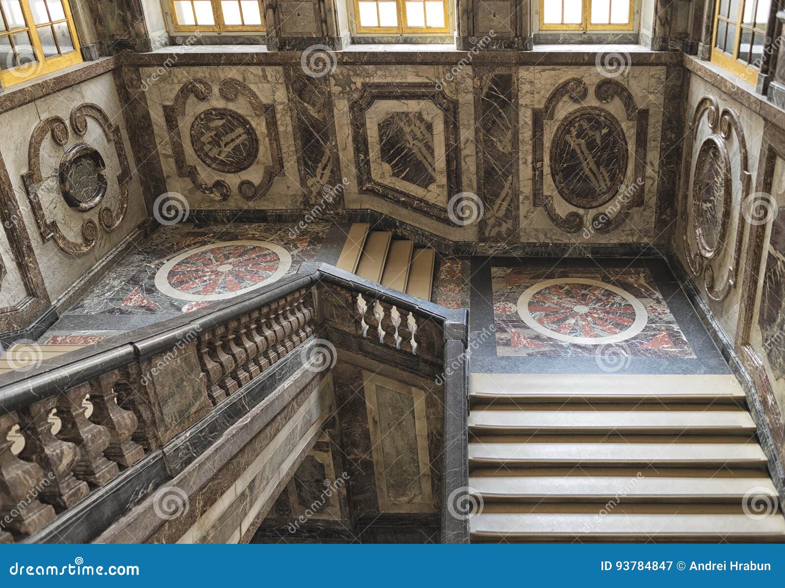 Marble Massive Vintage Stairs in the Old Building Stock Image - Image ...