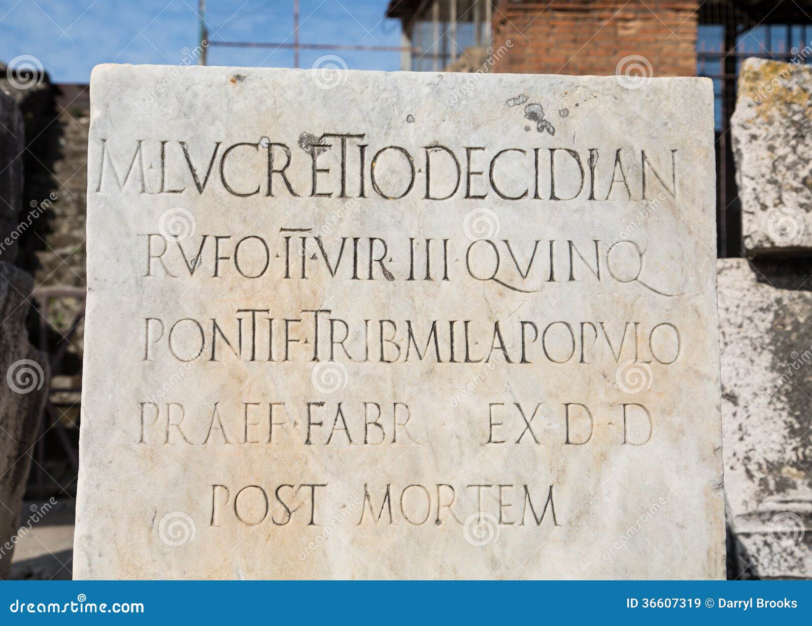 Marble Plaque Post Mortem in Pompeii Stock Image - Image of italian ...
