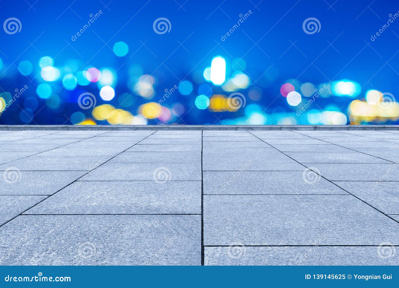 Marble Platform and City Night View Stock Image - Image of background ...