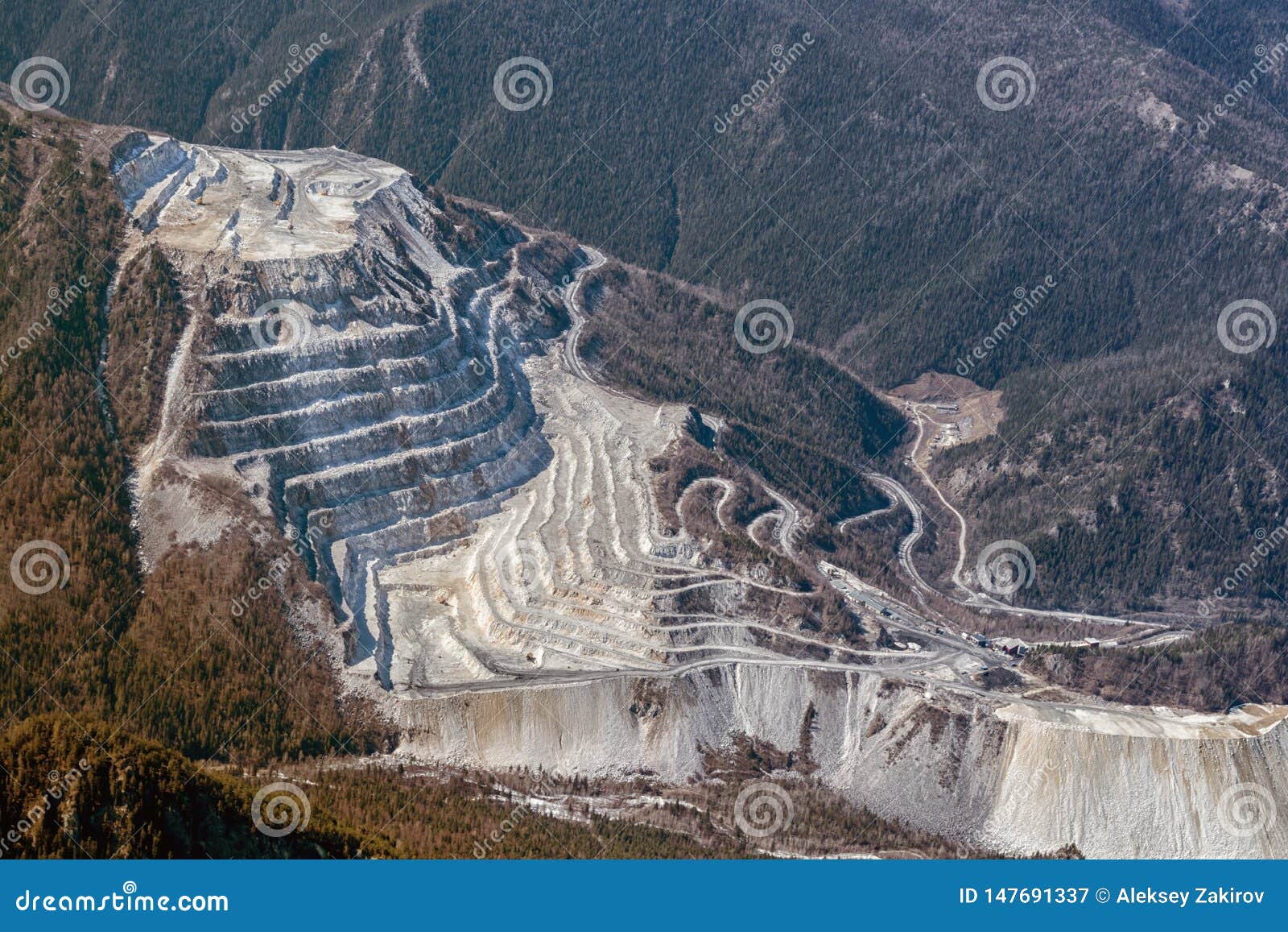 Marble Quarry Aerial View Shot on Drone. Industrial Industrial ...
