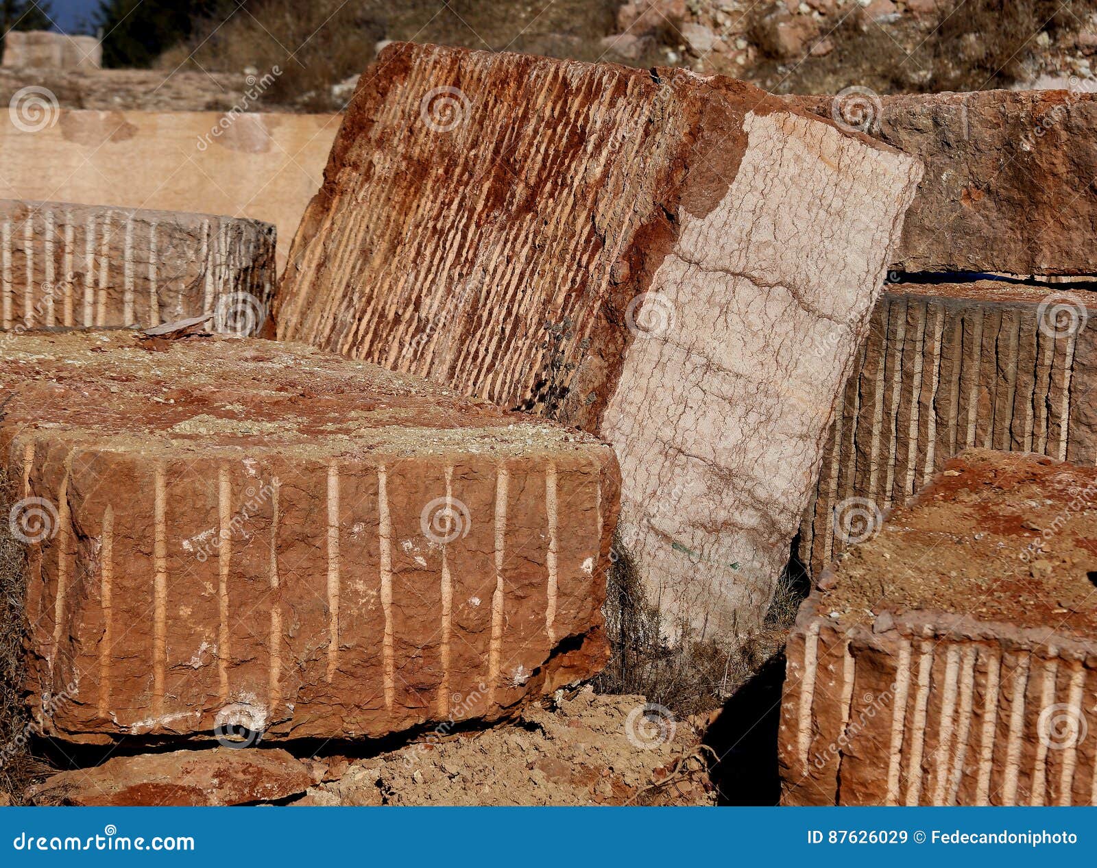 Marble Quarry with Many Big Blocks of Marble Extracted from the Stock ...