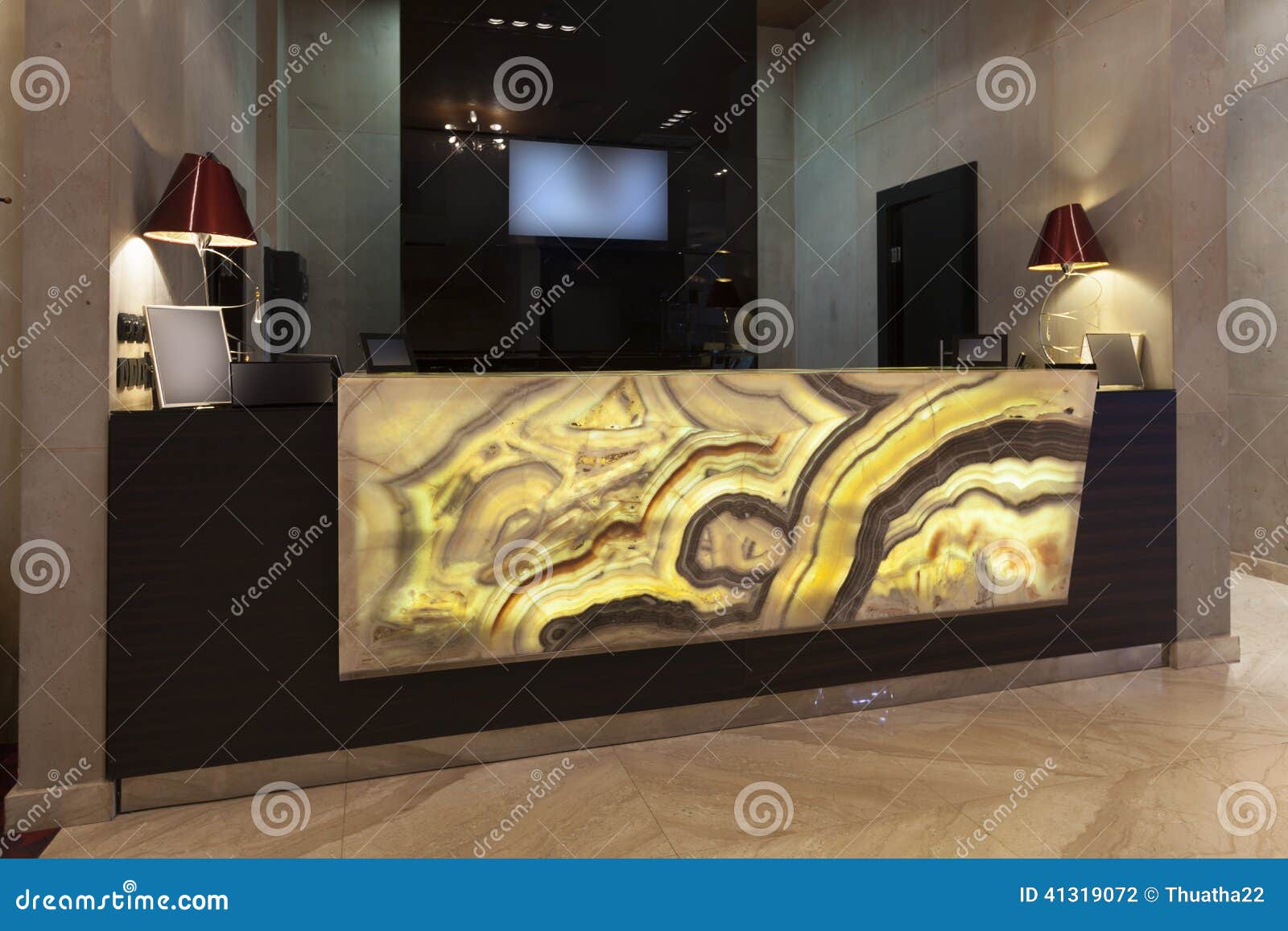 Marble Reception Desk in Hotel Stock Photo - Image of desk, checkout ...
