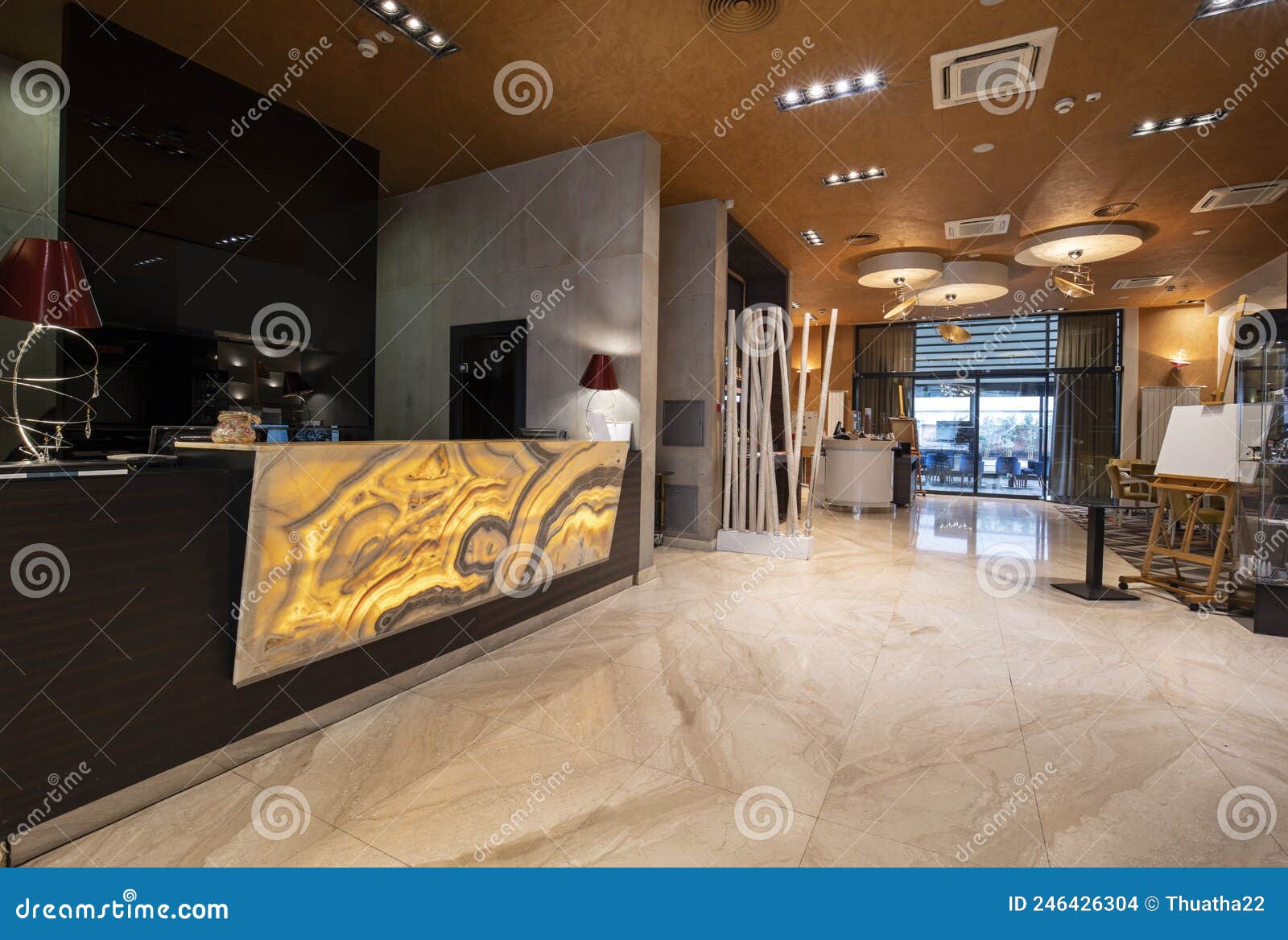 Marble Reception Desk in Hotel Lobby Editorial Stock Image - Image of ...