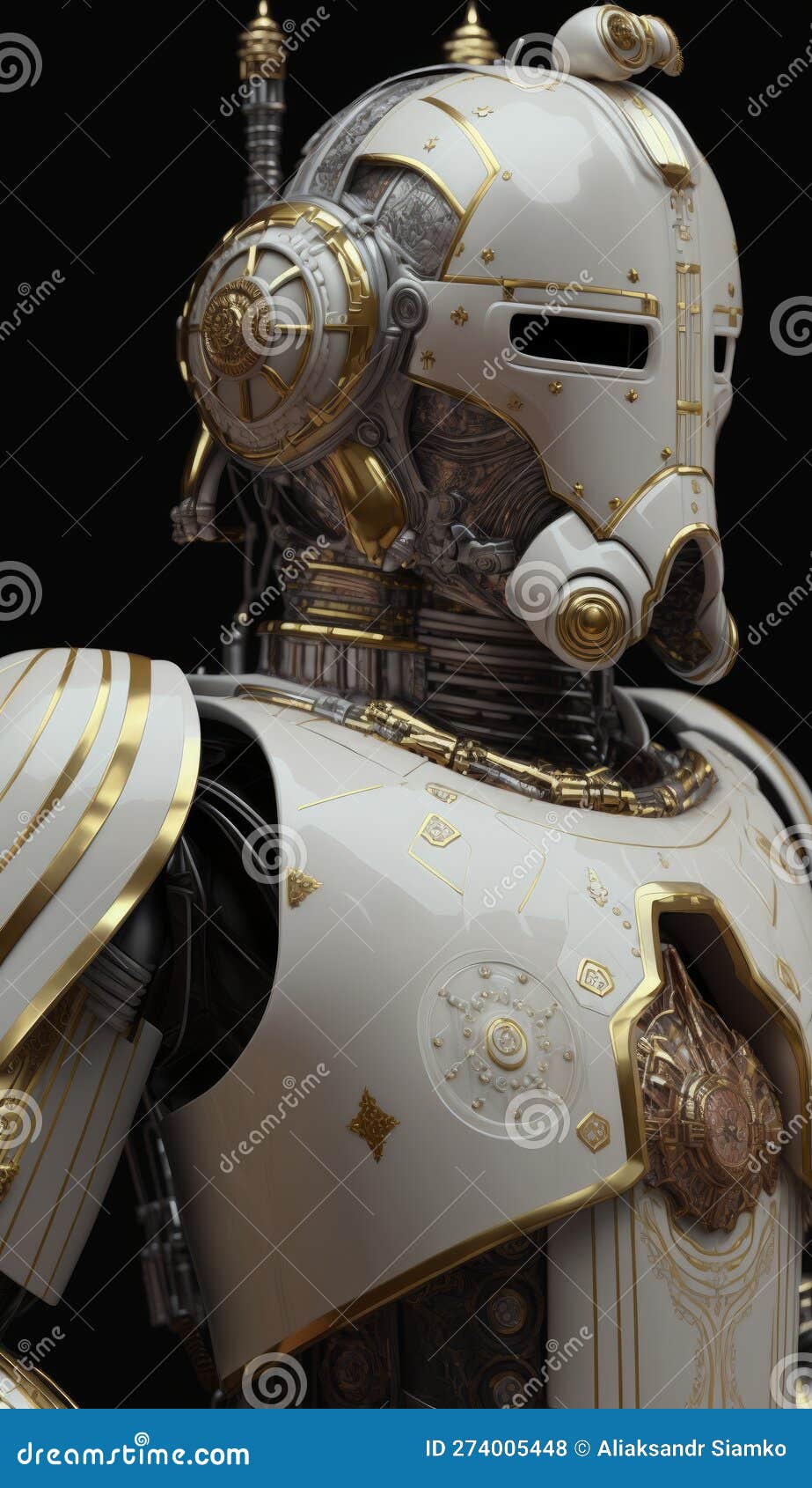 Marble Robot All White Daft Punk, Fancy Gold Plated Android Robot Stock ...