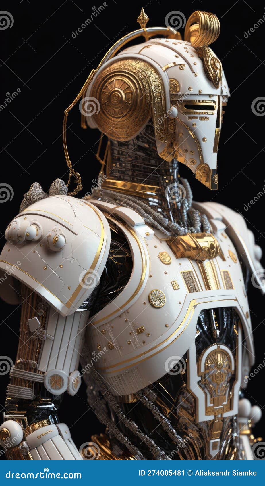 Marble Robot All White Daft Punk, Fancy Gold Plated Android Robot Stock ...