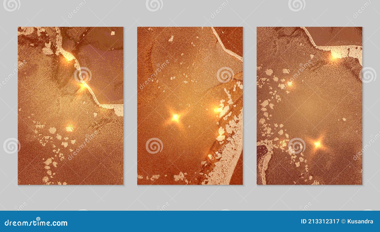 Marble Set of Bright Orange and Gold Backgrounds with Texture Stock ...