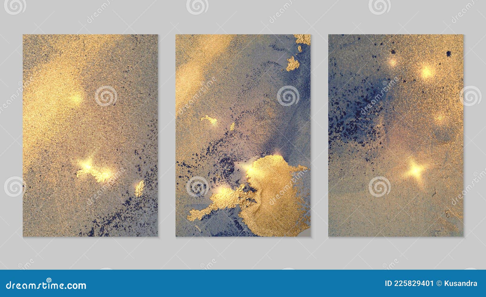 Marble Set of Gold and Navy Blue Backgrounds with Texture Stock Vector ...