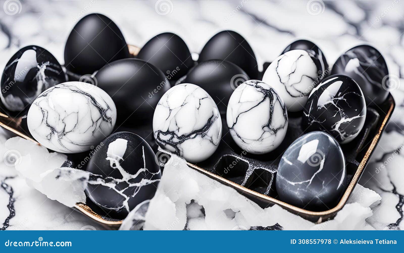 Marble Shiny Black Eggs with White Veins, Smooth Shiny Stone Texture ...