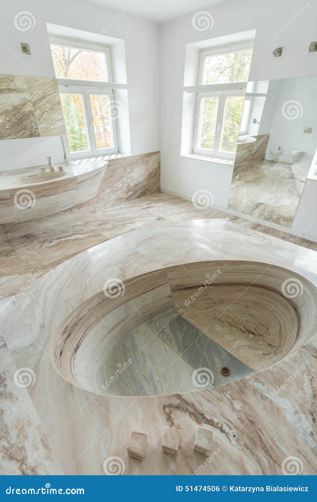 Marble Sink In A Public Restroom With Retro Golden Water Tap With ...