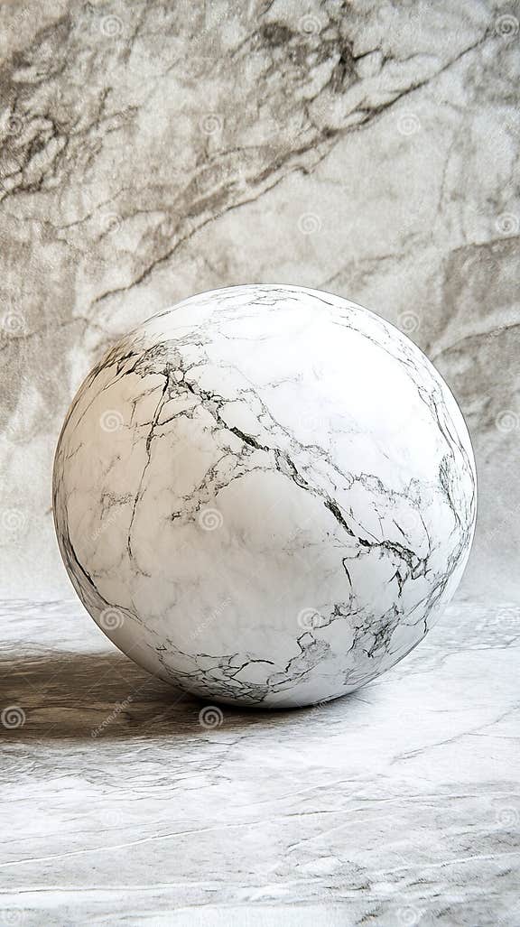 Marble Sphere with Natural Texture on Marble Background Stock Photo ...