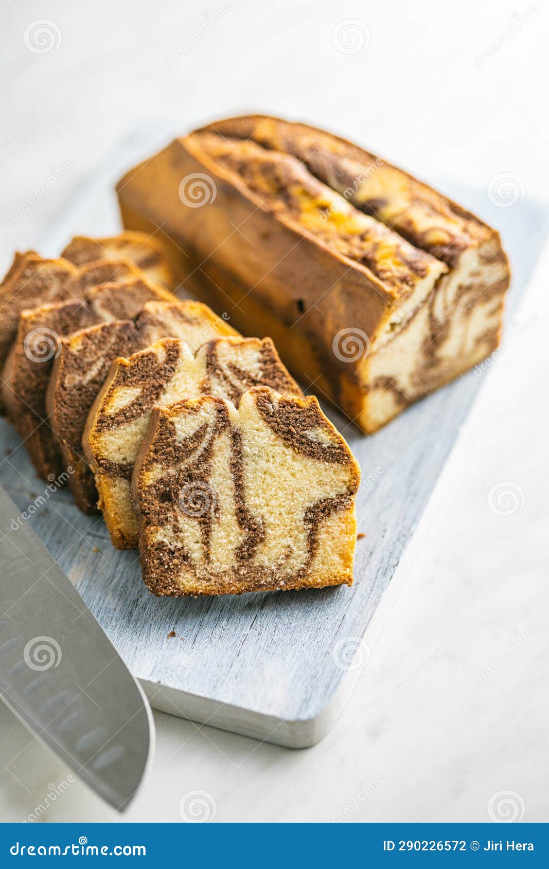 Marble Sponge Cake. Cake with Cocoa and Vanilla Taste on Cutting Board ...