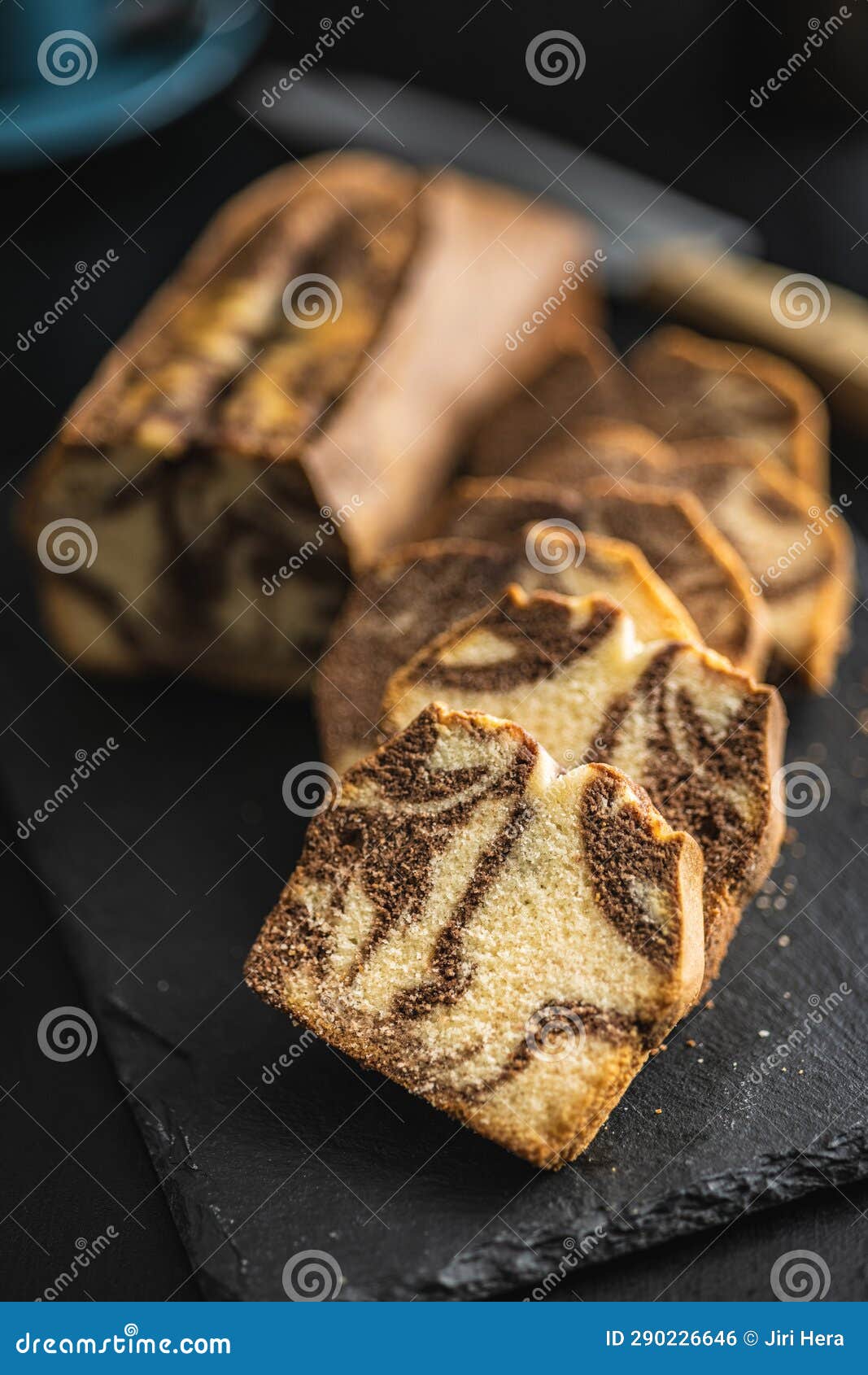 Marble Sponge Cake. Cake with Cocoa and Vanilla Taste on Cutting Board ...