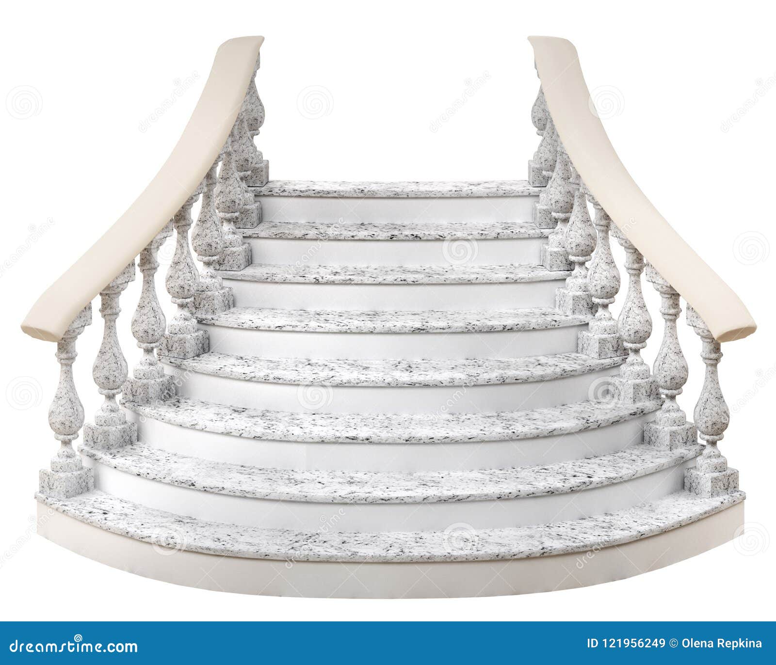 Marble Staircase with Semicircular Steps 3D Rendering on a White Stock ...