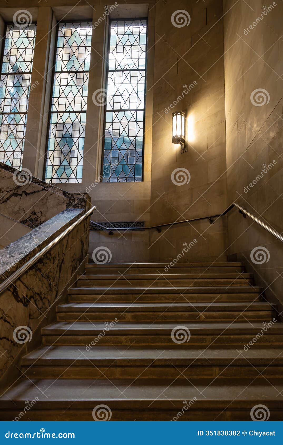 Marble Staircase and Stained Glass Window Editorial Photography - Image ...