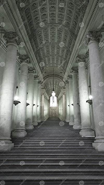 Marble Staircase Surrounded by Columns Stock Photo - Image of arch ...