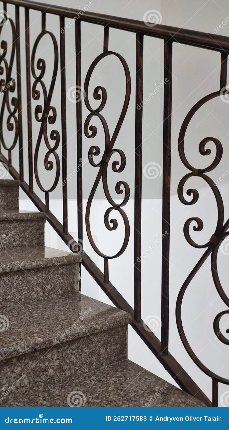 Marble Stairs with Decorative Steel Railings Handrails Stock Image ...