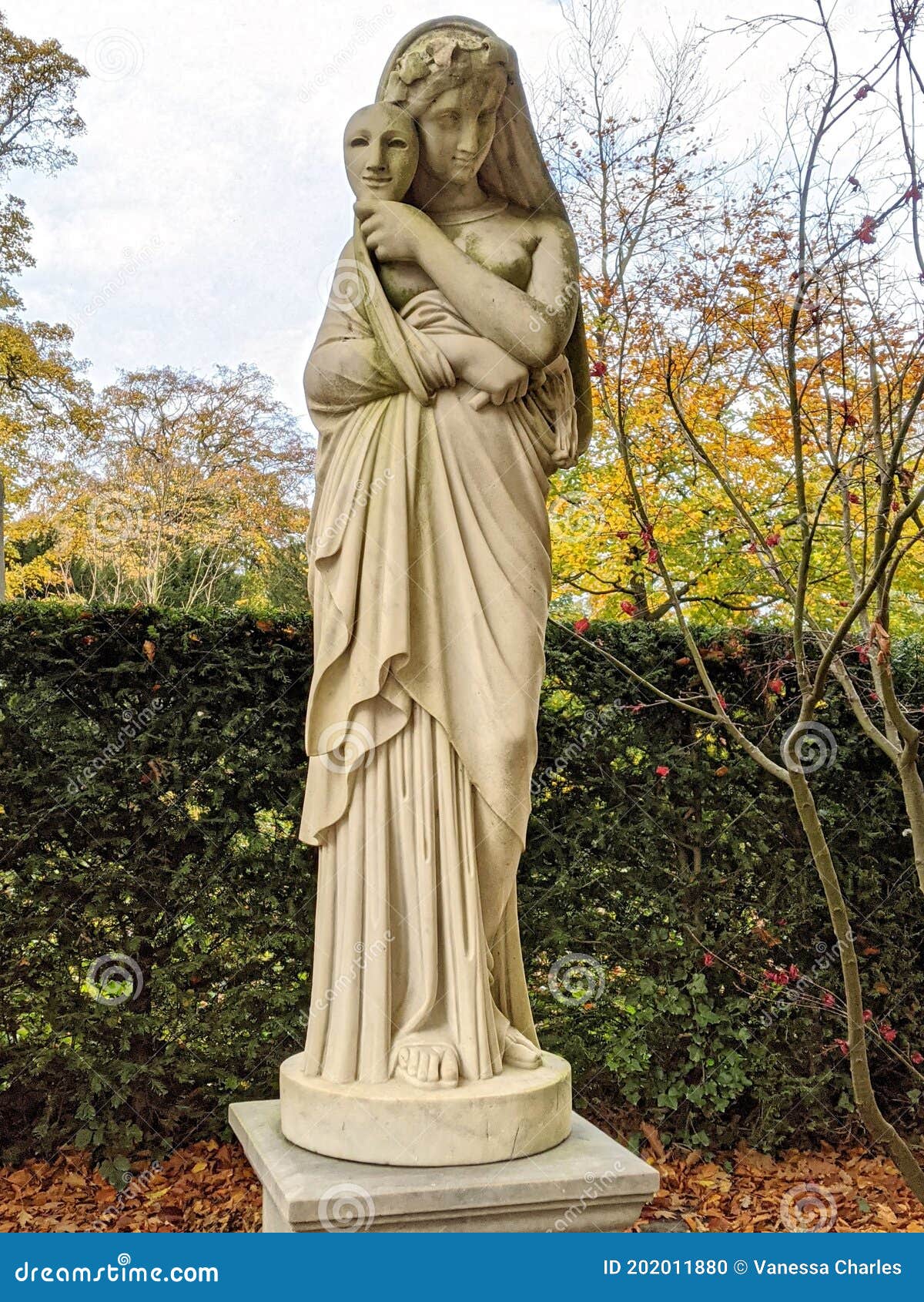 Marble Statue Holding a Face Mask Stock Photo - Image of italianate ...