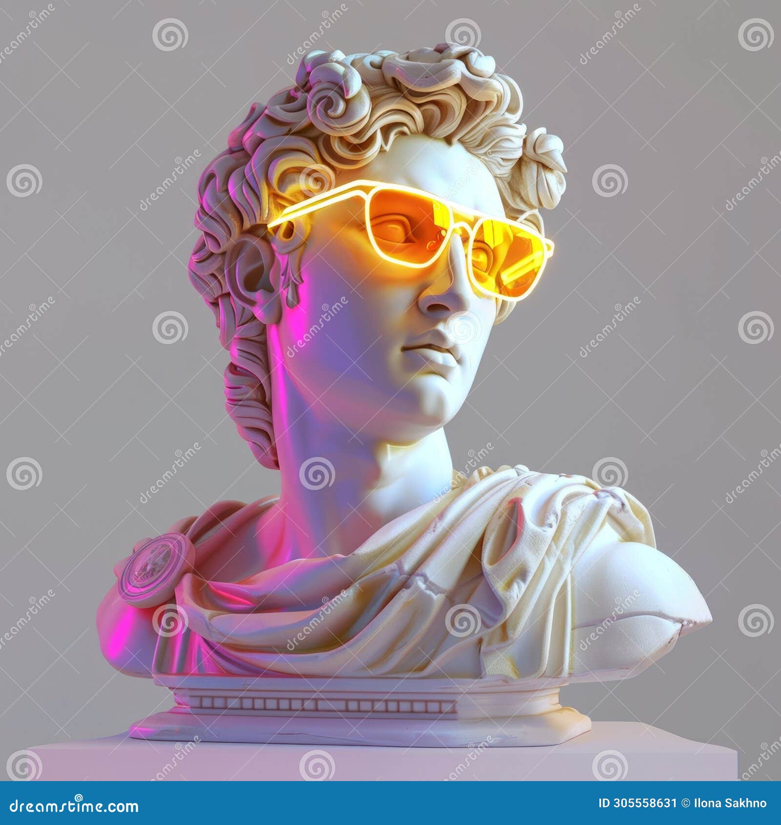 Marble Statue of a Rich Greek God with Sunglasses Stock Illustration ...