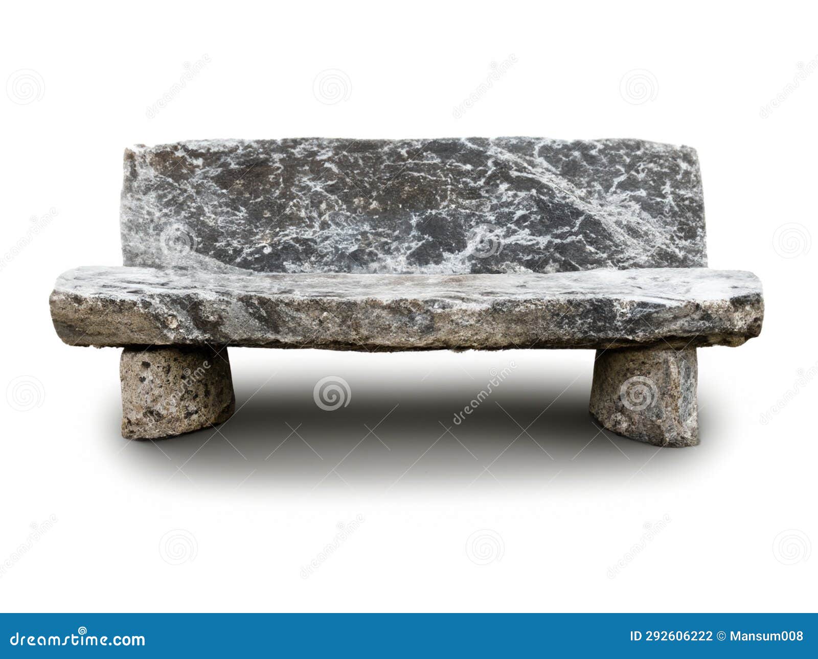 Marble Stone Bench Isolated on White Background Stock Photo - Image of ...