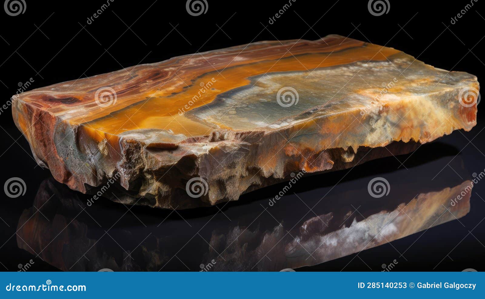 Marble Stone on a Black Background with Reflection. Studio Photography ...