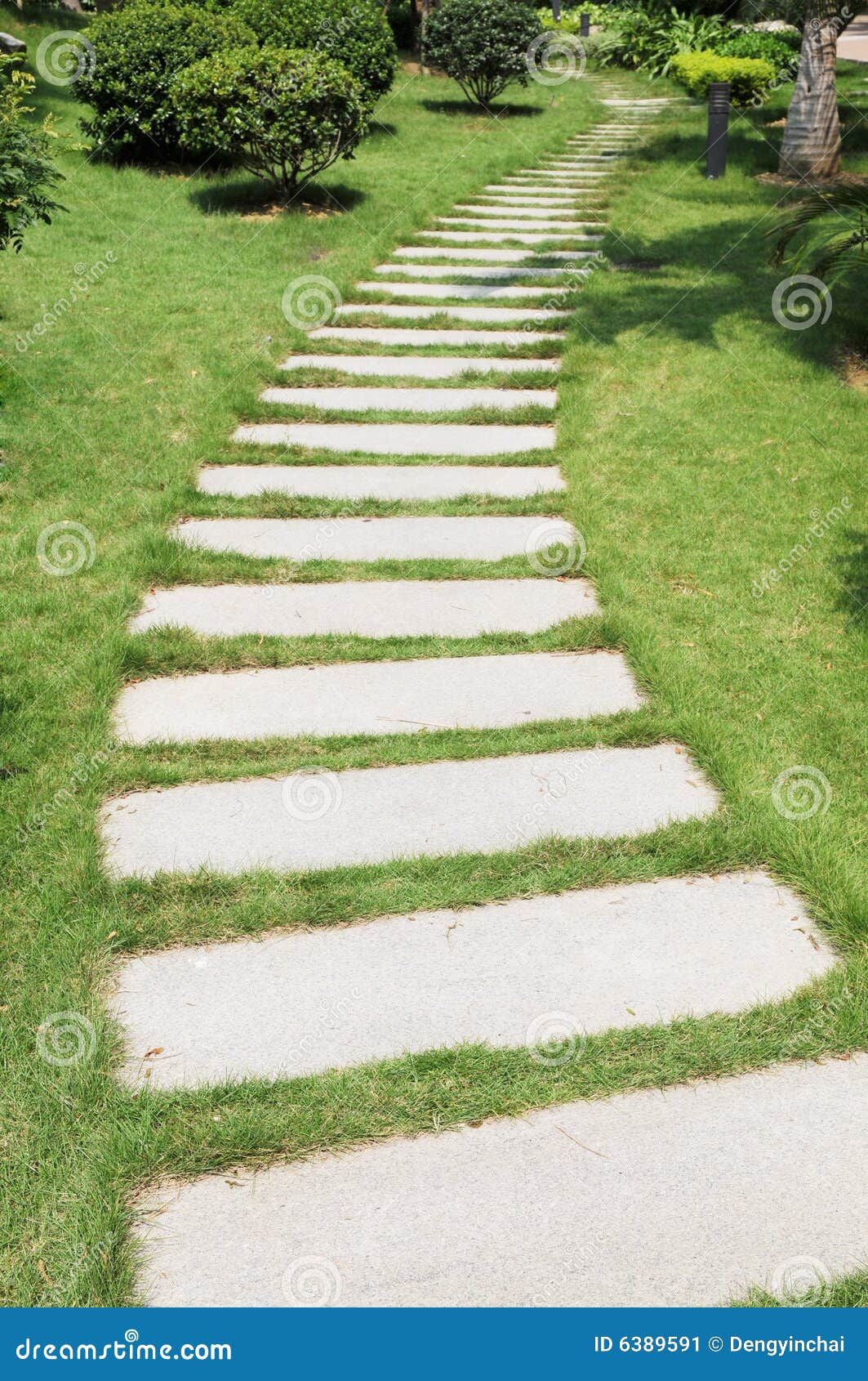 The Marble Stone Paved Footpath Stock Image - Image of grass, bending ...