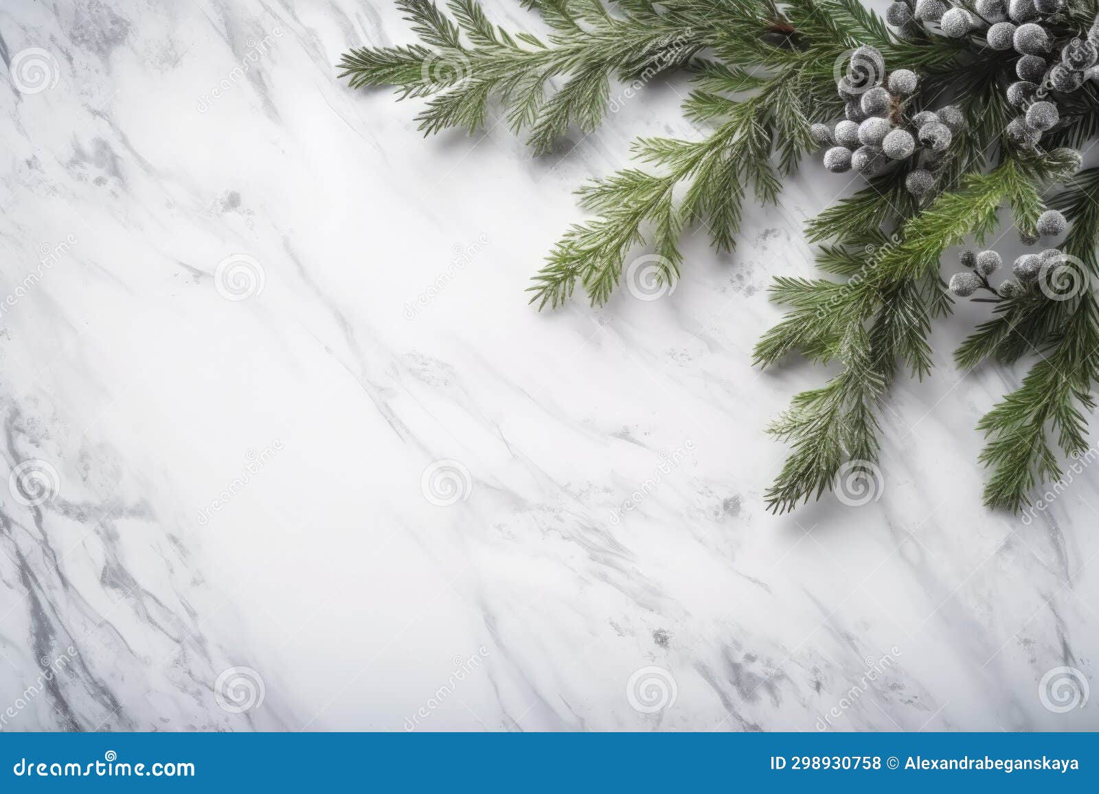 Marble Table with Christmas Tree Branches Stock Illustration ...