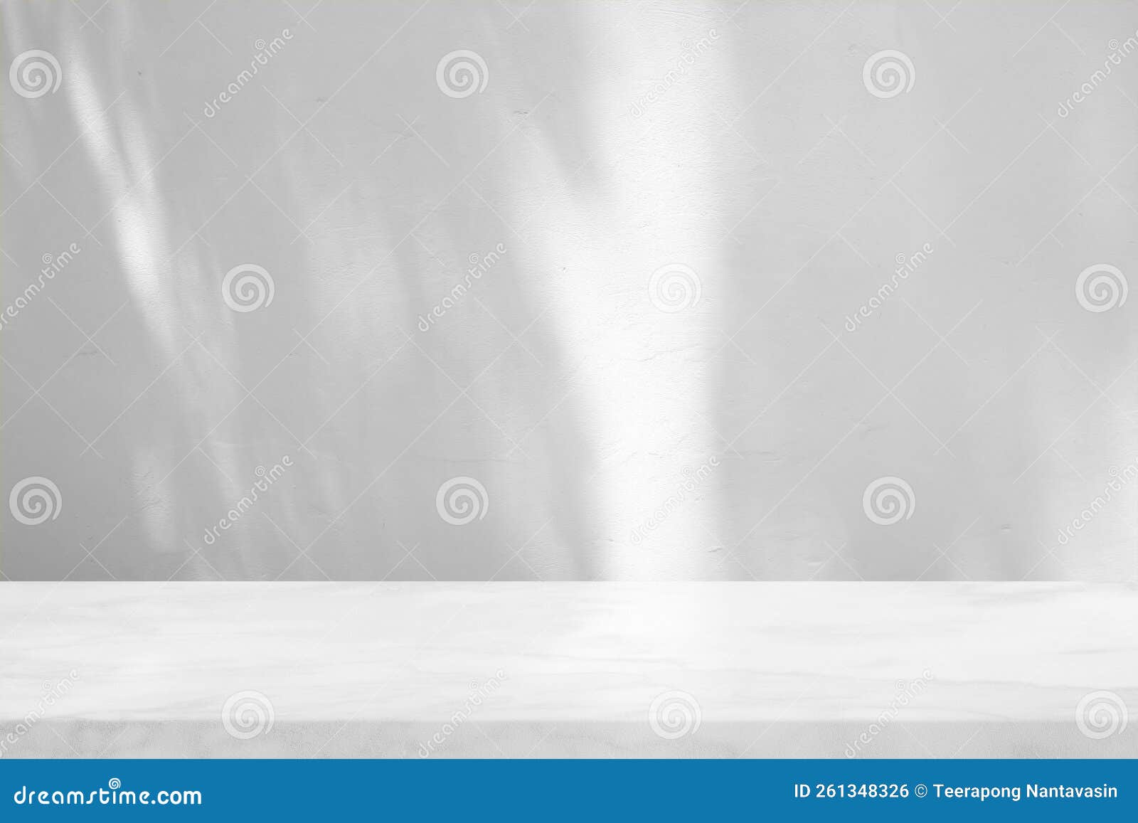 Marble Table with White Stucco Wall Texture Background with Light Beam ...