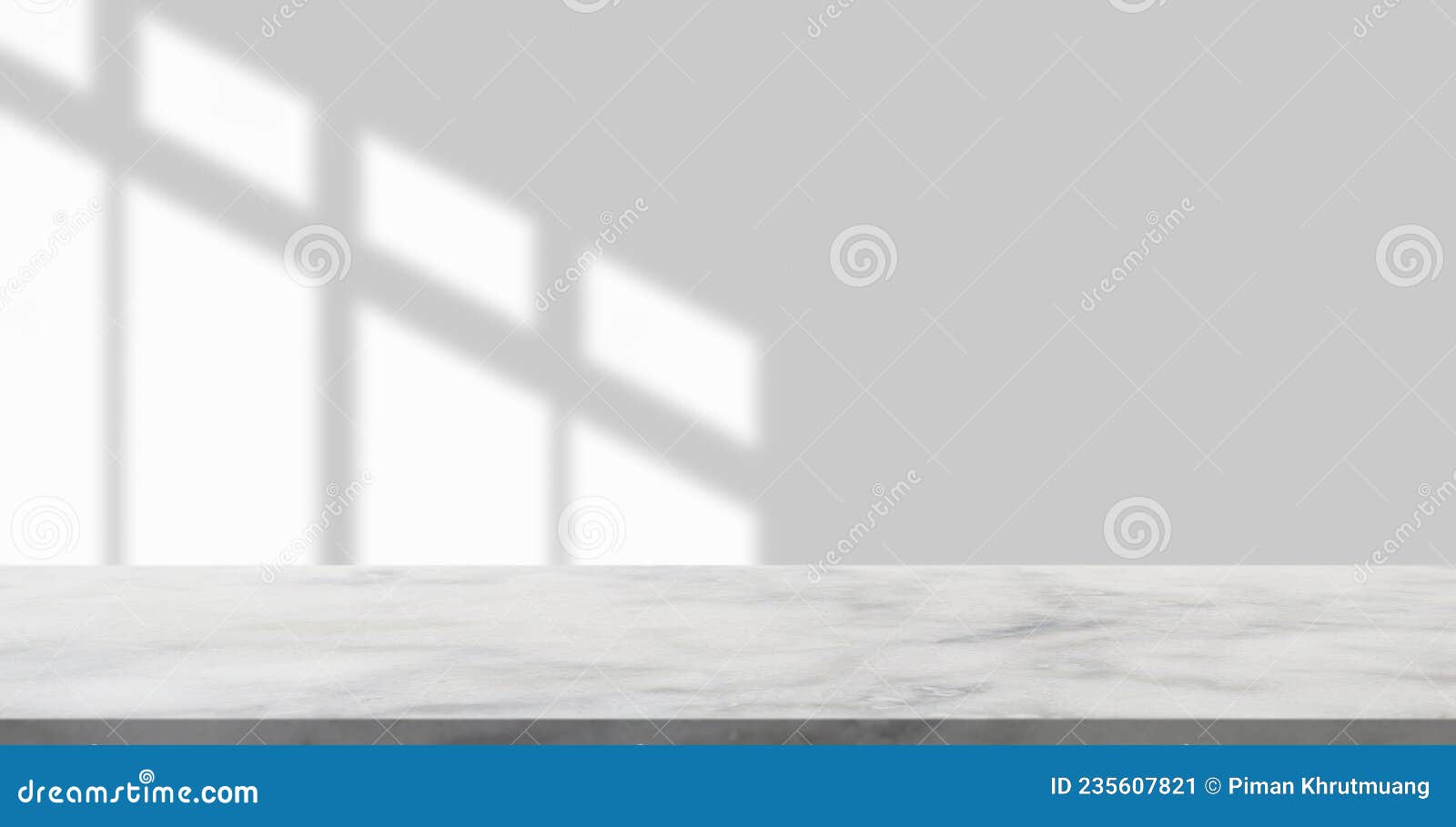 Marble Table with Window Shadow Drop on White Wall Background for ...