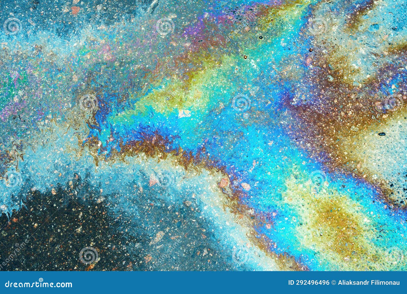 Marble Texture of Gasoline Spill from a Car on Wet Asphalt Stock Photo ...