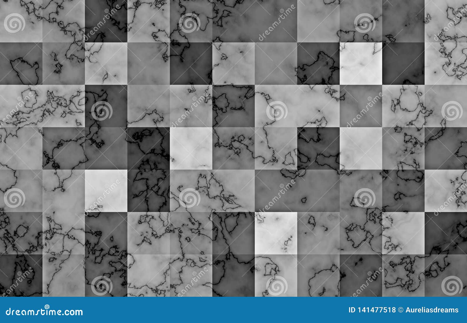 Marble Textured with Gradient Geometric Square Blocks. Natural Black ...