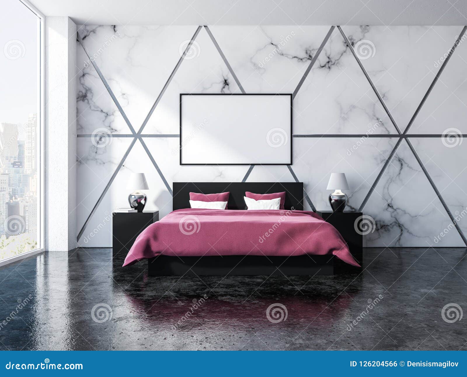 Marble Triangle Pattern Bedroom Interior, Poster Stock Illustration ...