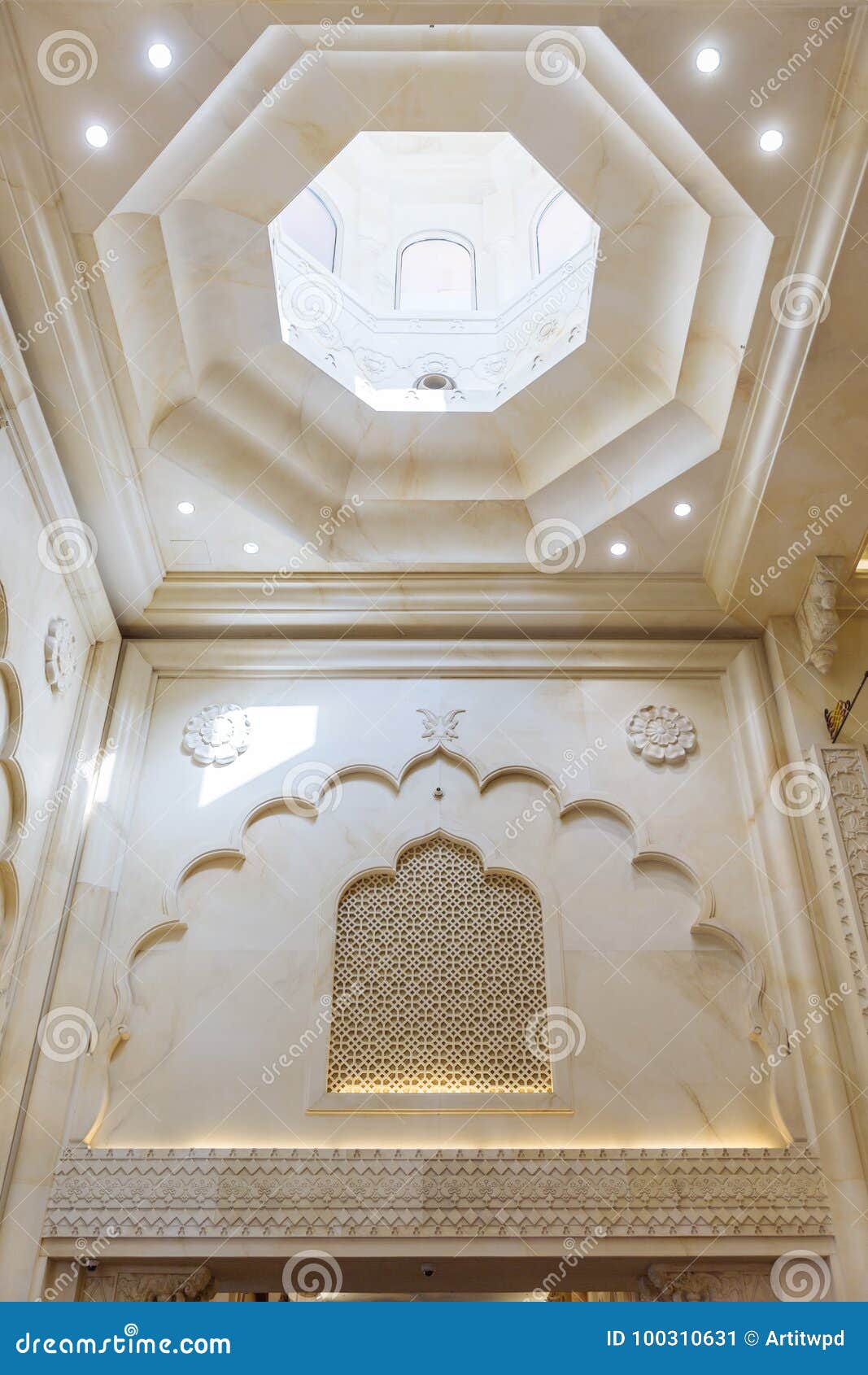 Marble Wall and Void Ceiling Decorated with Arabic Design at Department ...