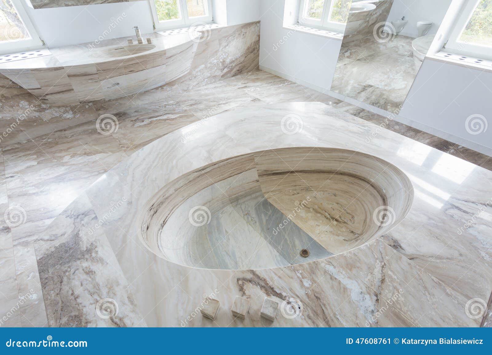 Marble Washbasin in Luxury Bathroom Stock Image - Image of residence ...